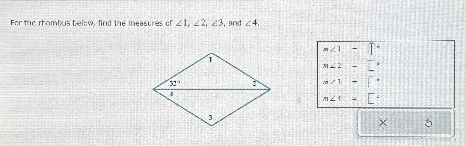 Solved For the rhombus below, find the measures of | Chegg.com
