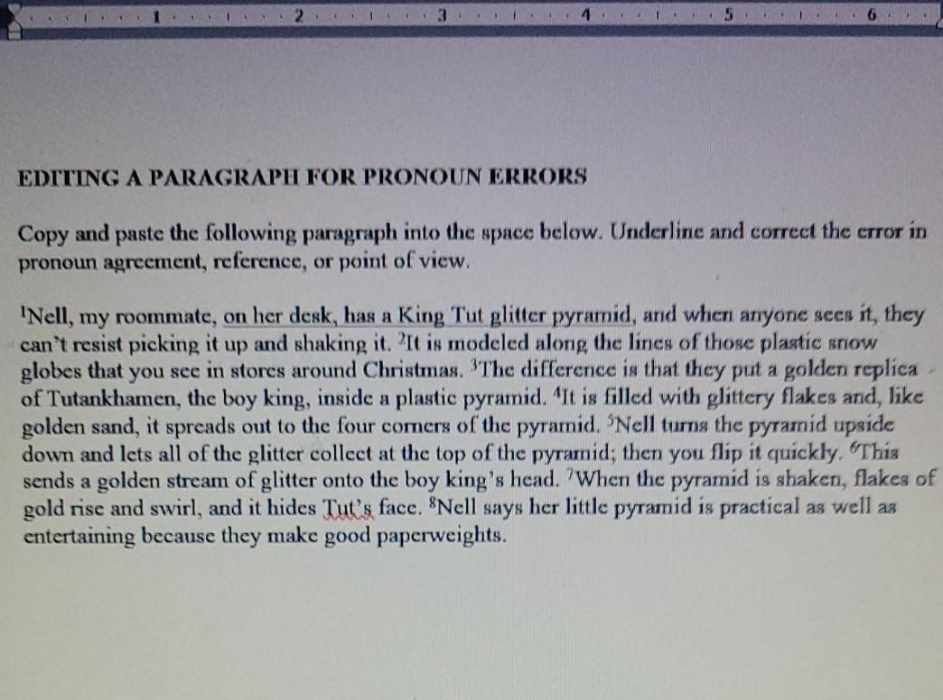 1.1.2 314156 EDITING A PARAGRAPH FOR PRONOUN ERRORS | Chegg.com