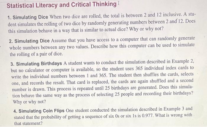 Solved Statistical Literacy and Critical Thinking I 1. | Chegg.com