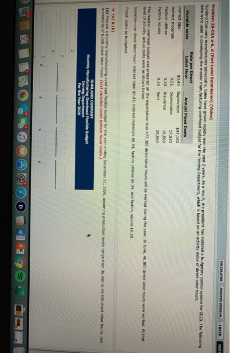 Solved CALCULATOR PRINTER VERSION BACK NEXT Problem 25-02A | Chegg.com