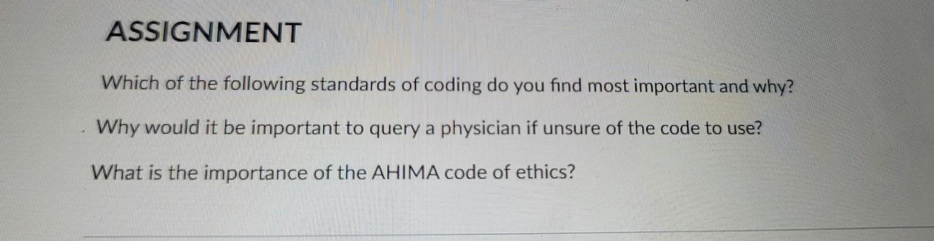 Which of the following standards of coding do you | Chegg.com