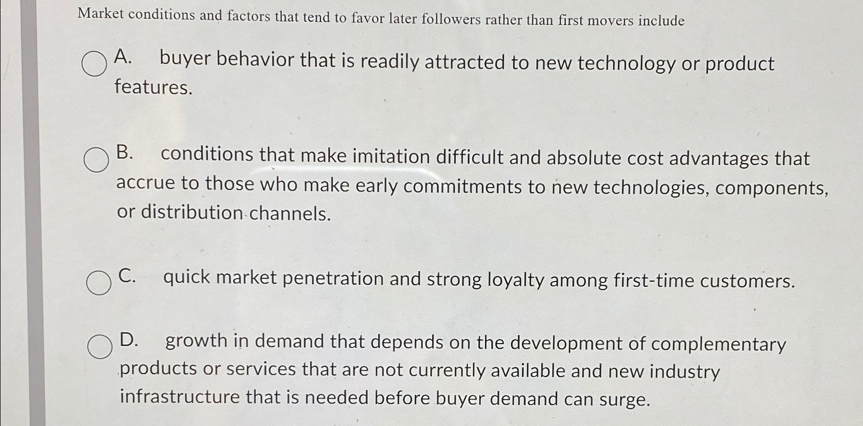 Solved Market conditions and factors that tend to favor | Chegg.com