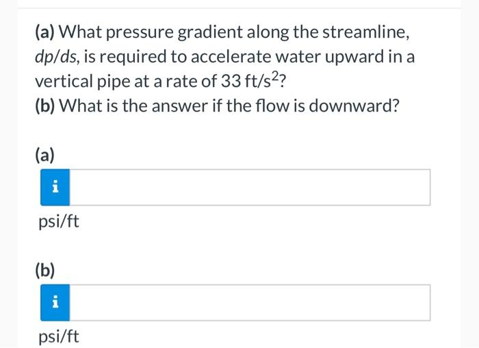 Solved (a) What pressure gradient along the streamline, | Chegg.com