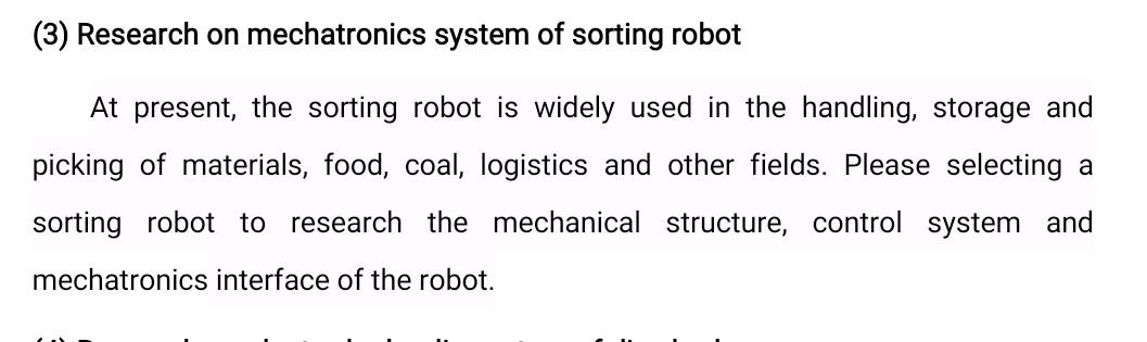 Solved (3) Research on mechatronics system of sorting robot | Chegg.com