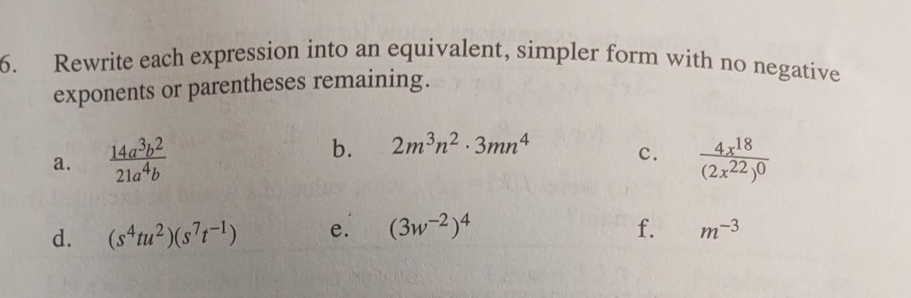 Solved Rewrite each expression into an equivalent, simpler | Chegg.com