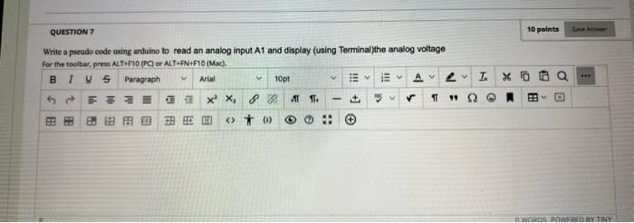 Solved Write a pseudo code using arduine to read an analog | Chegg.com