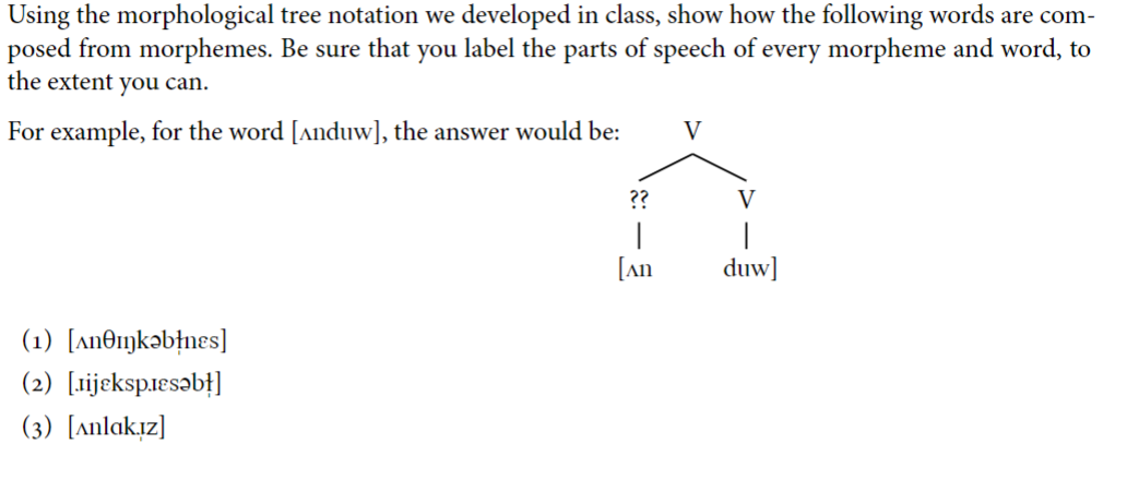 Solved Using the morphological tree notation we developed in | Chegg.com