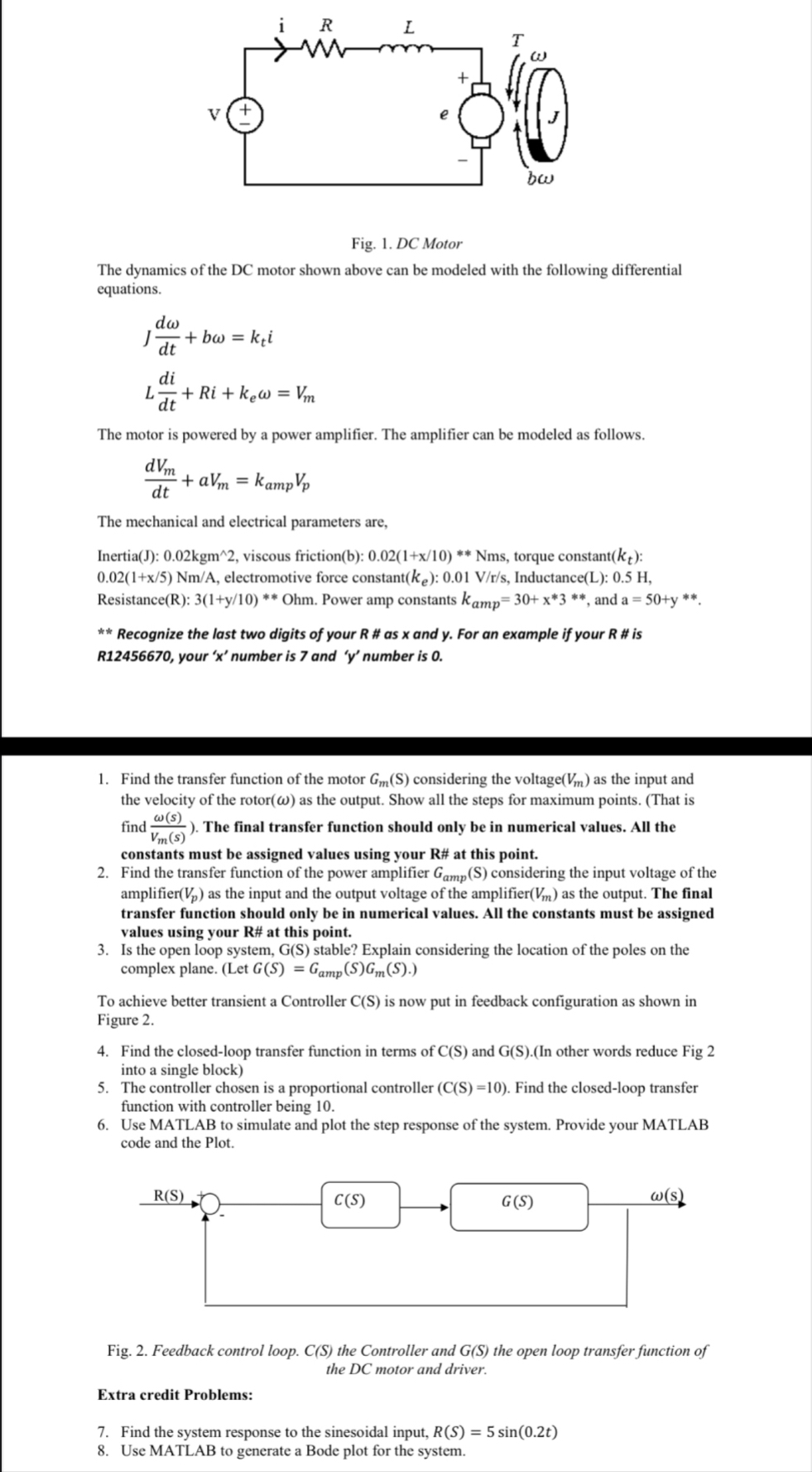Solved Fig. 1. ﻿DC MotorThe dynamics of the DC motor shown | Chegg.com