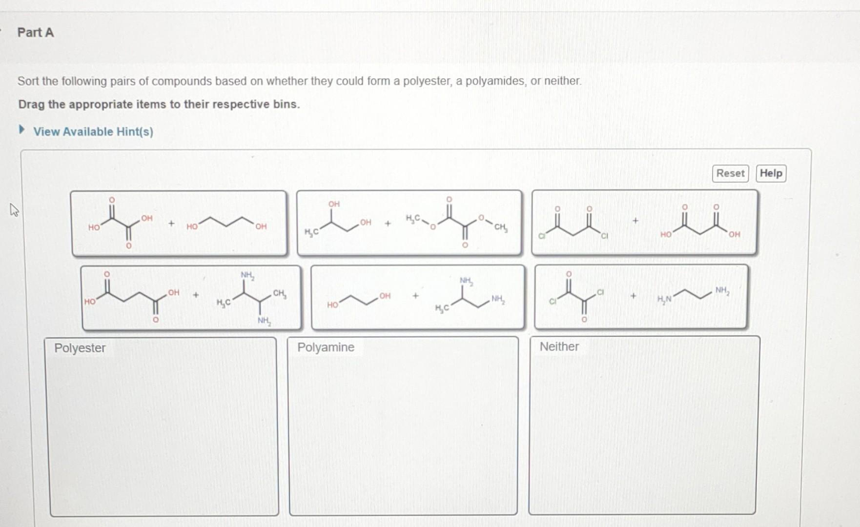 Solved Sort the following pairs of compounds based on | Chegg.com
