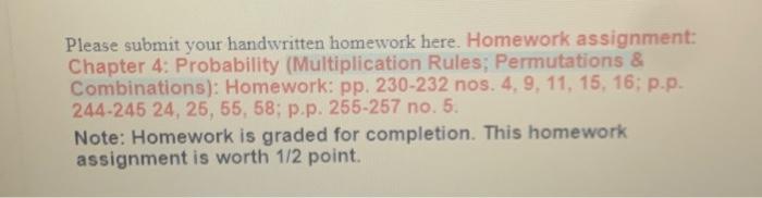 Please submit your handwritten homework here. | Chegg.com