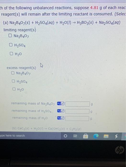 Solved For each of the following unbalanced reactions, | Chegg.com