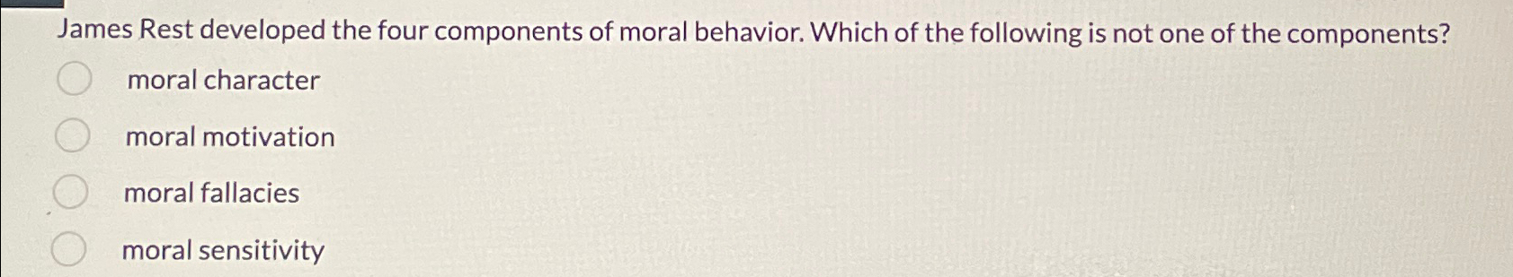 Solved James Rest developed the four components of moral | Chegg.com