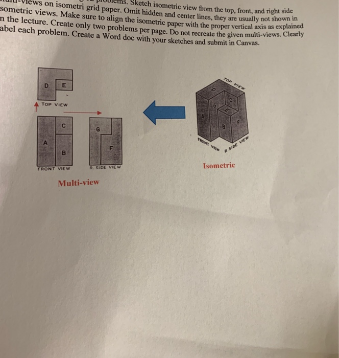 Solved ews on isometri grid paper. Omit hidden and center | Chegg.com