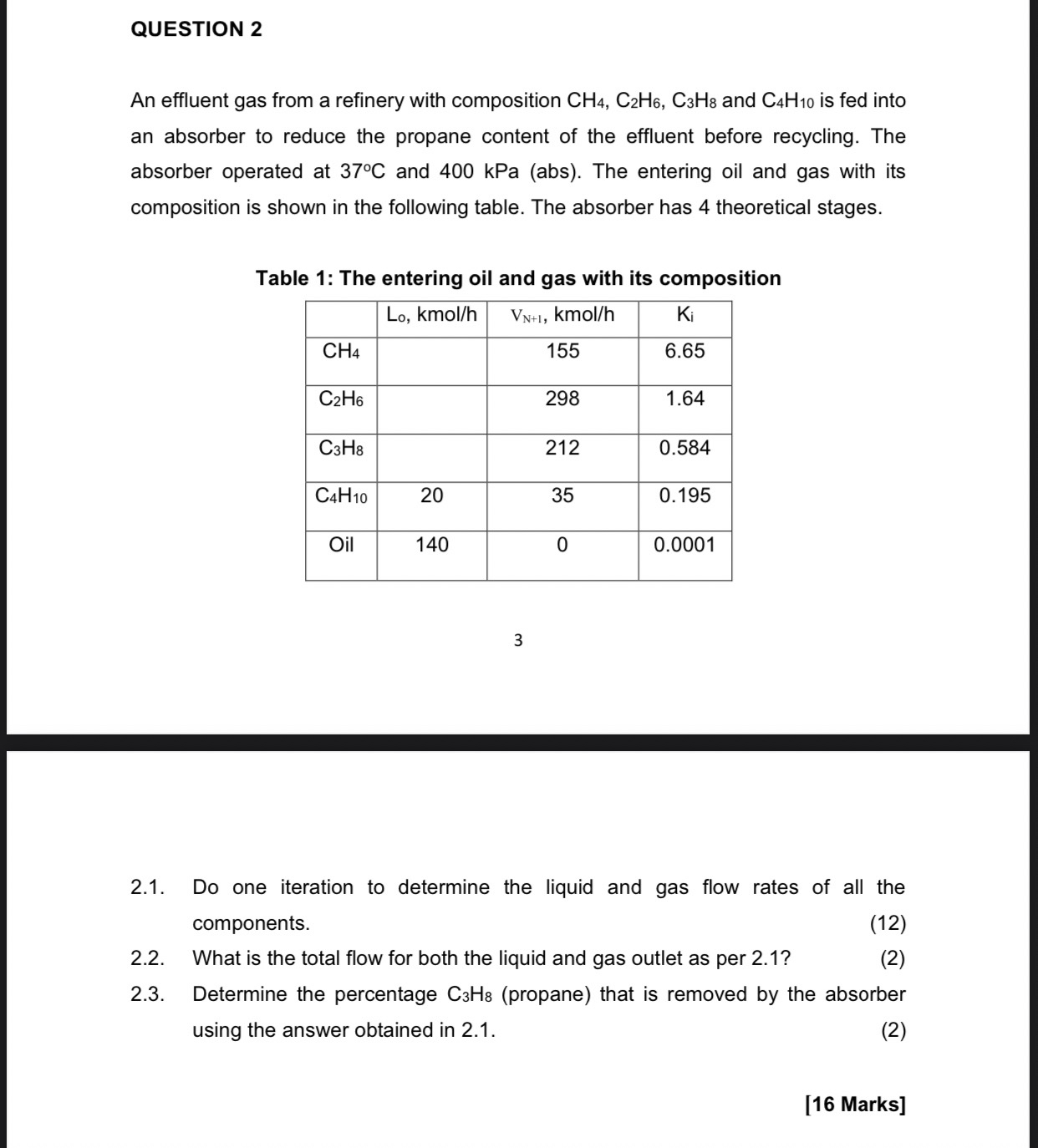 Solved QUESTION 2An effluent gas from a refinery with | Chegg.com