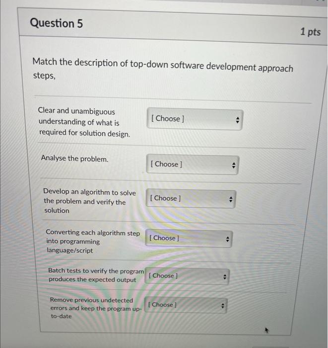 Solved Match the description of top-down software | Chegg.com