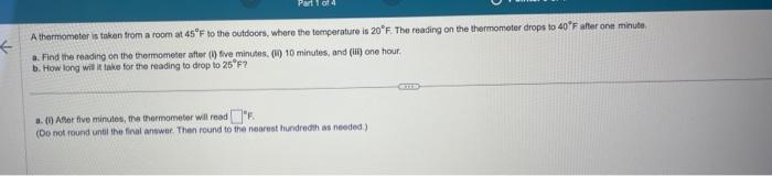 Solved A tharmometer is taken trom a room at 45∘F to the | Chegg.com