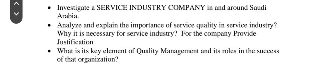 Solved - Investigate a SERVICE INDUSTRY COMPANY in and | Chegg.com