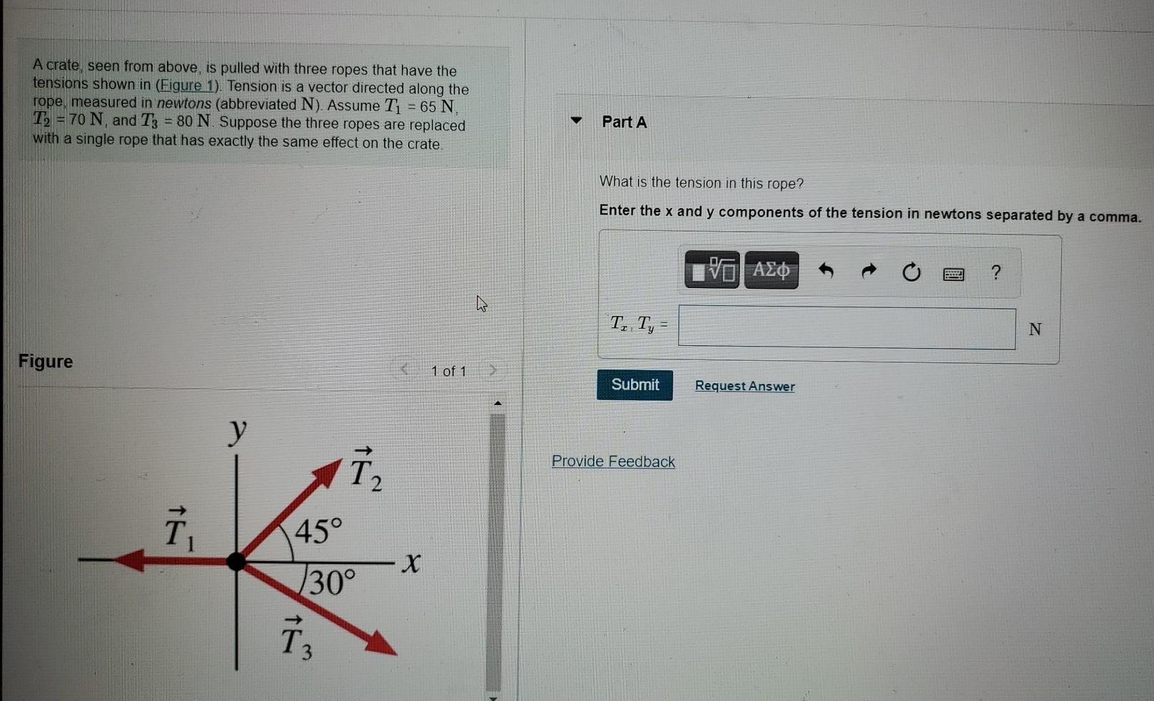 Solved A crate, seen from above, is pulled with three ropes | Chegg.com