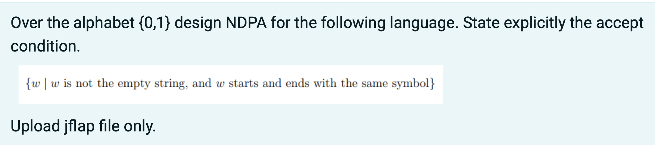Solved Over the alphabet {0,1} ﻿design NDPA for the | Chegg.com