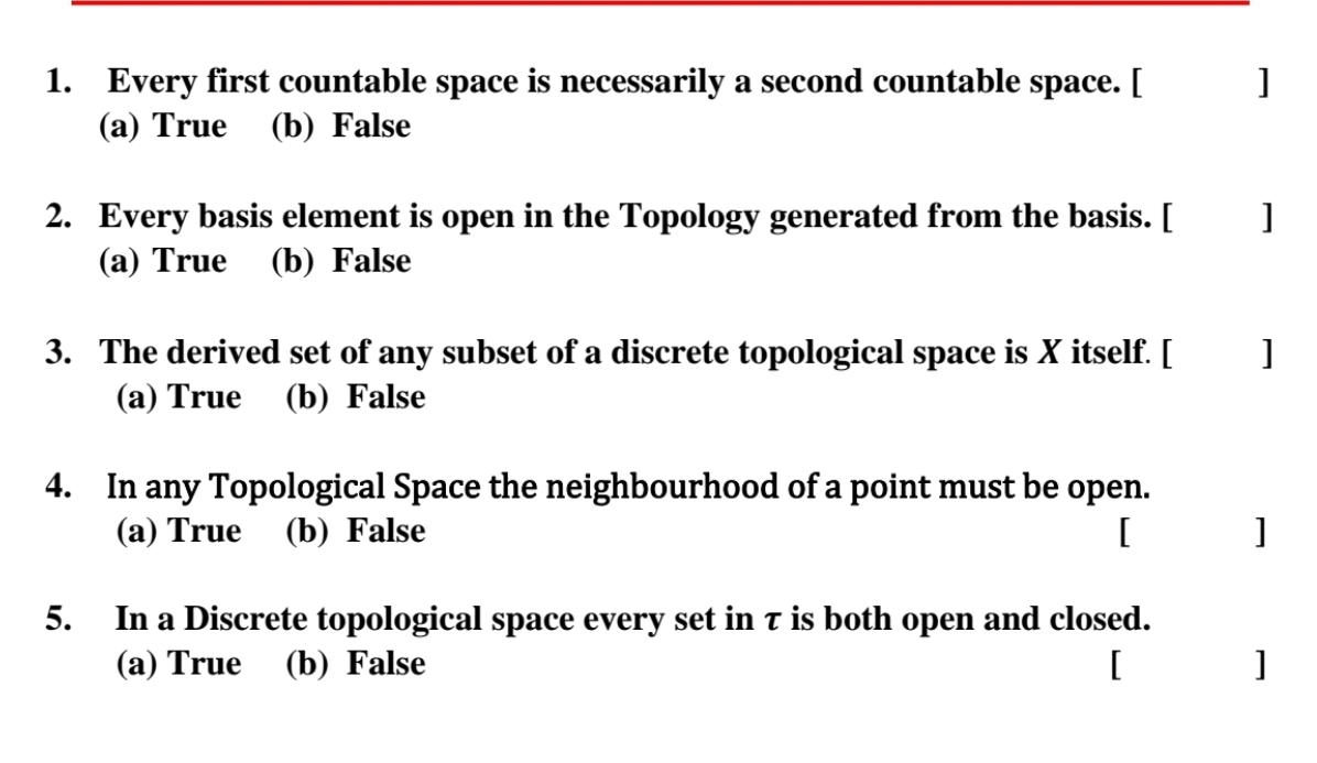 Solved Every first countable space is necessarily a second | Chegg.com