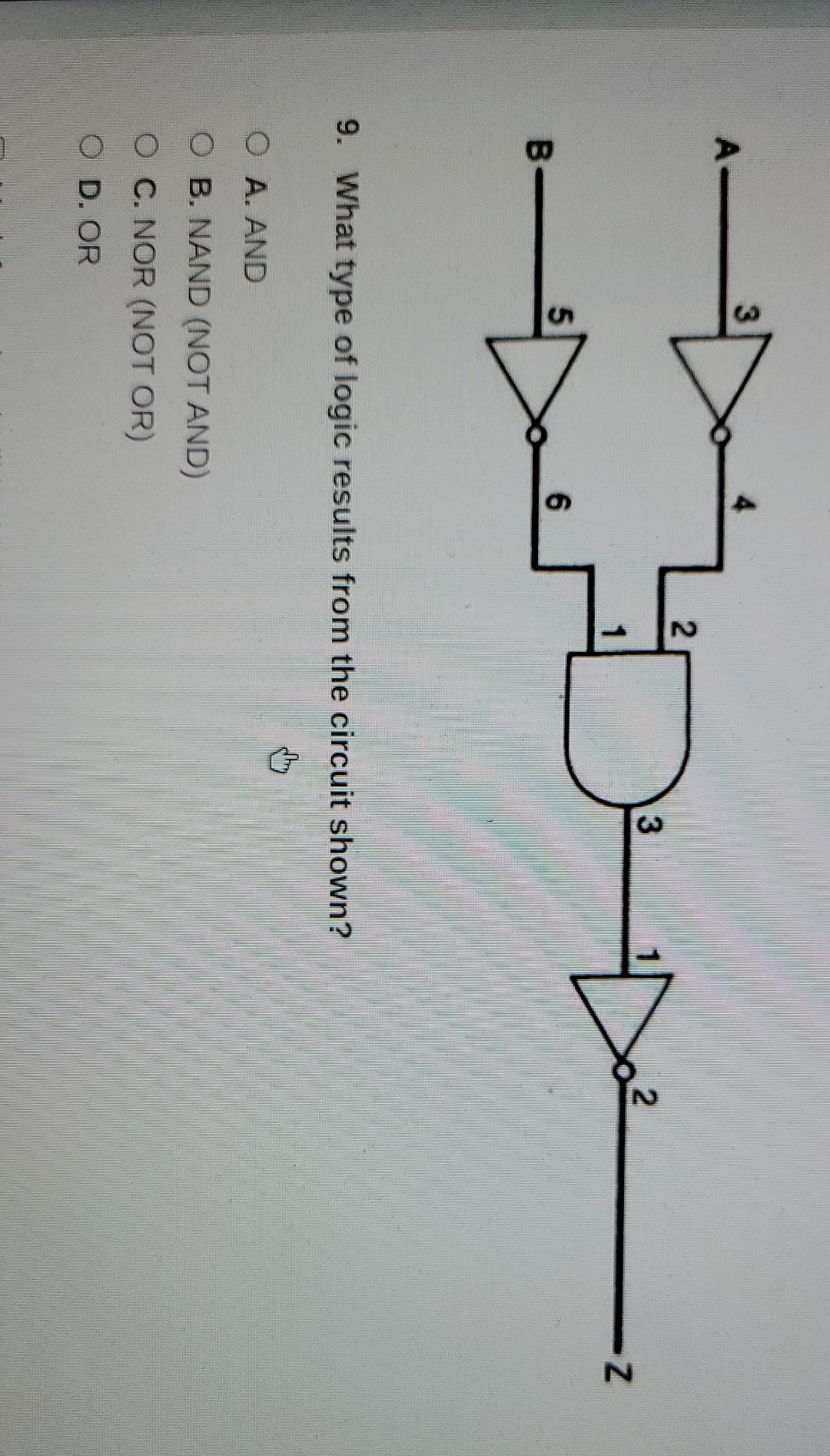 Solved 3 A 2 3 D. 2. 1 N 5 6 B 9. What type of logic results | Chegg.com