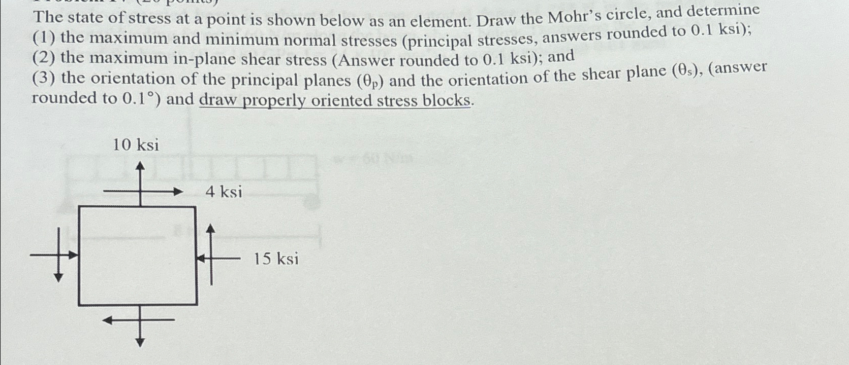 Solved The state of stress at a point is shown below as an | Chegg.com