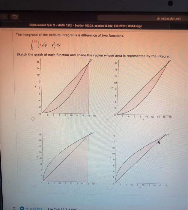 Solved webassign.net Replacement Quiz 3. MATH 1312 Section | Chegg.com