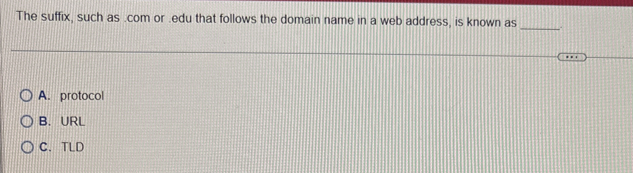 Solved The suffix, such as com or edu that follows the | Chegg.com