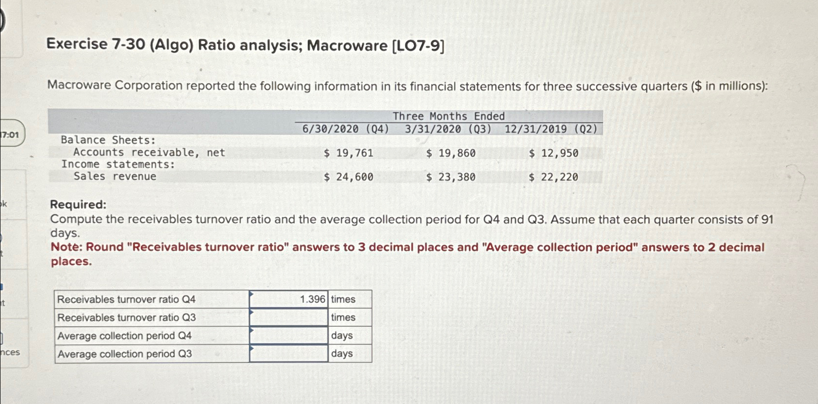 Solved Exercise 7-30 (Algo) ﻿Ratio analysis; Macroware | Chegg.com