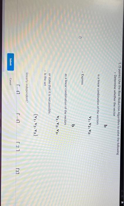 Solved G 1. (5 points) Use the Row Reduction Algorithm to | Chegg.com