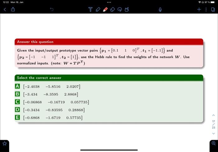 Solved Given the input/output prototype vector pairs | Chegg.com