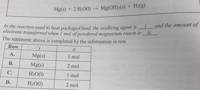 Solved In this equation, how is water oxidizing agent? Water | Chegg.com