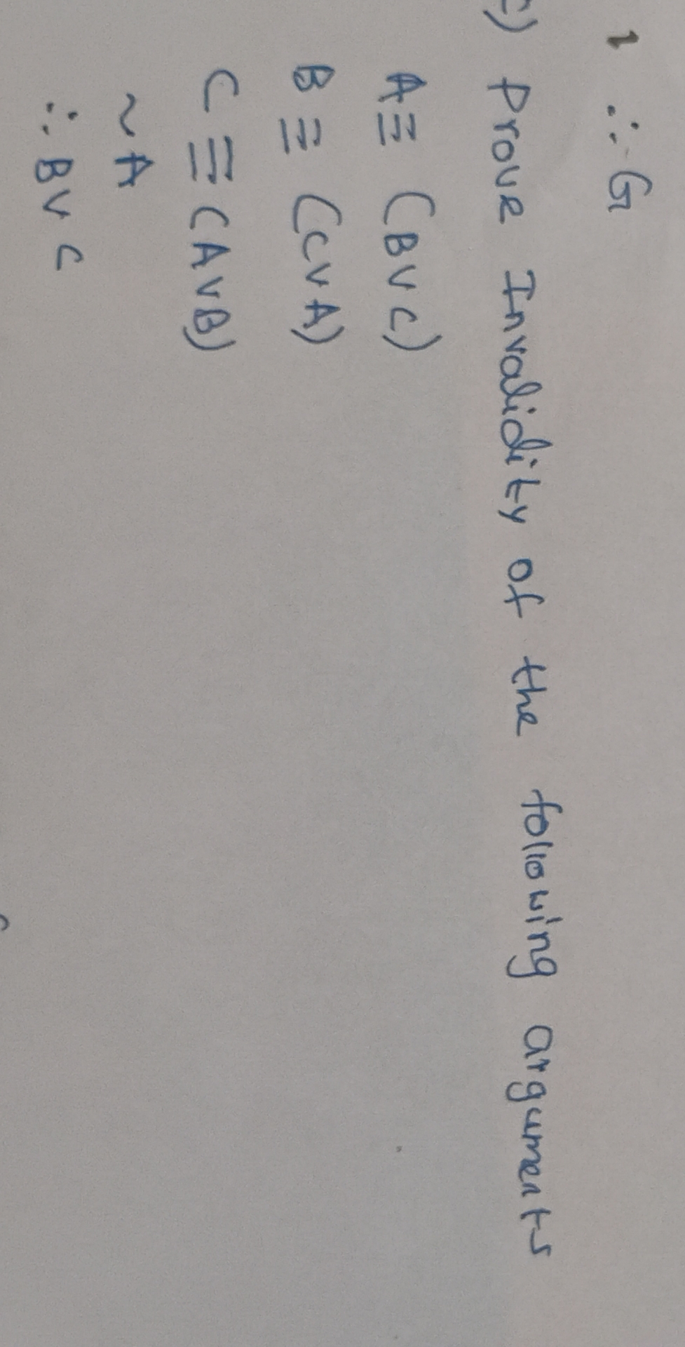 Solved 1:.GProve Invalidity of the following | Chegg.com