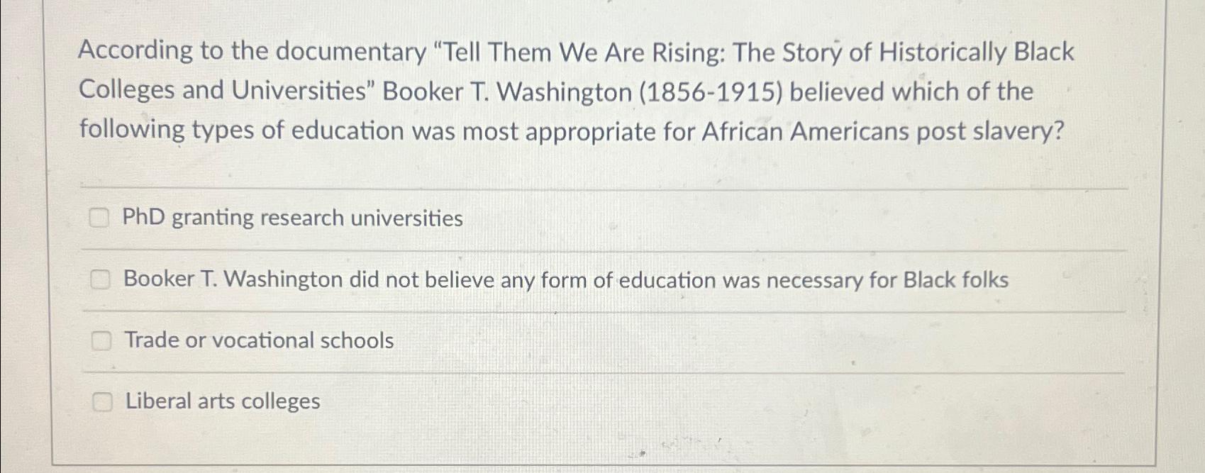 Solved According to the documentary "Tell Them We Are | Chegg.com