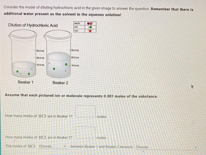 Solved Consider the model of diluting hydrochloric acid in | Chegg.com