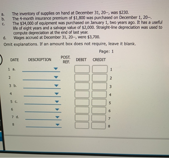 Solved Journalize the necessary year-end adjusting entries | Chegg.com