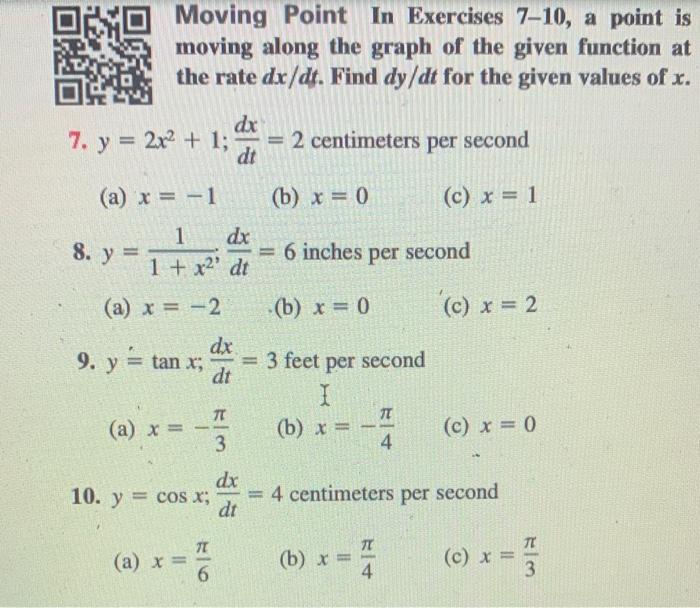 Solved Moving Point In Exercises 7–10, a point is moving | Chegg.com