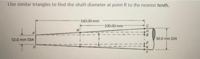 Solved Use similar triangles to find the shaft diameter at | Chegg.com