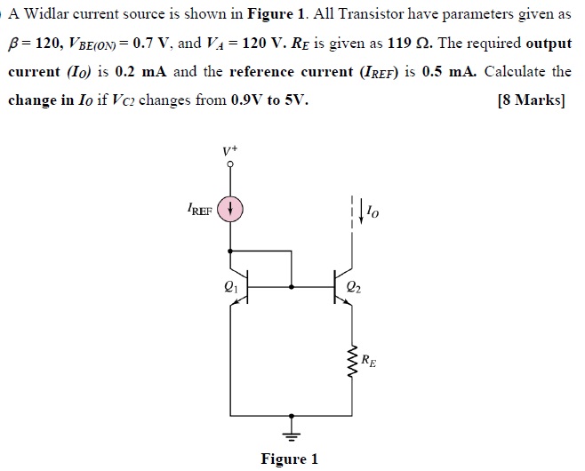 Solved A Widlar current source is shown in Figure 1. ﻿All | Chegg.com