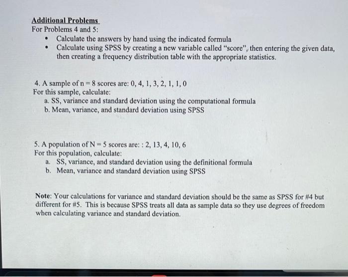 Solved Additional Problems For Problems 4 and 5: Calculate | Chegg.com