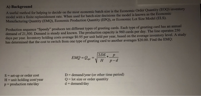 Solved A) Background A useful method for helping to decide | Chegg.com