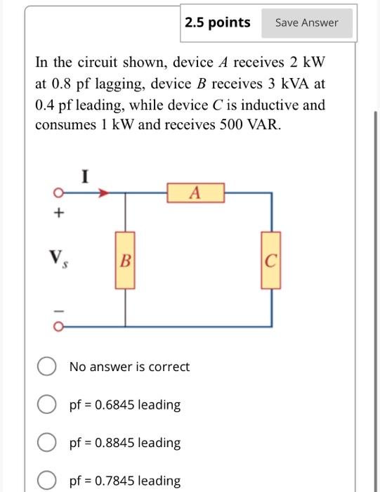 Solved The variable resistor R in the circuit is adjusted | Chegg.com