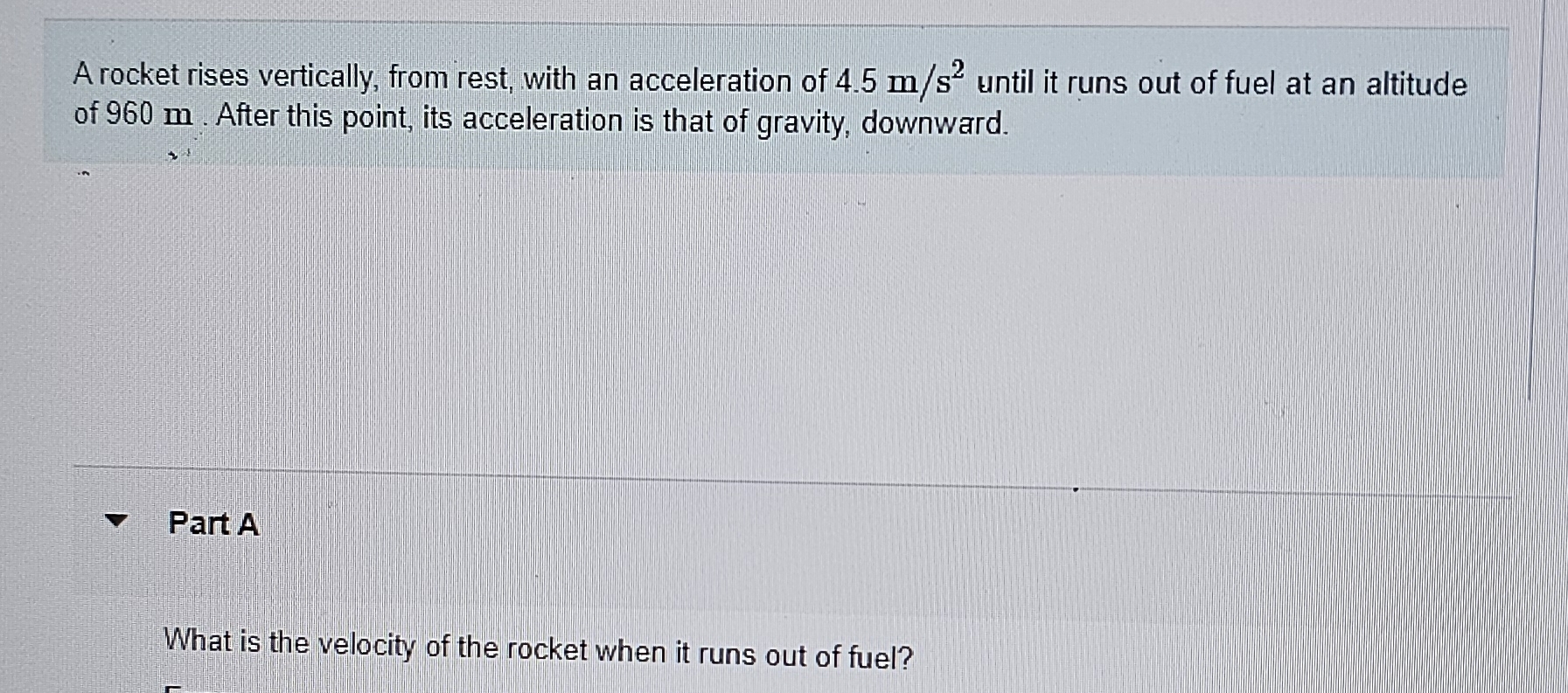 Solved A rocket rises vertically, from rest, with an | Chegg.com