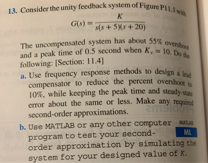 Solved of Figure P11.1 with 13. Consider the unity feedback | Chegg.com