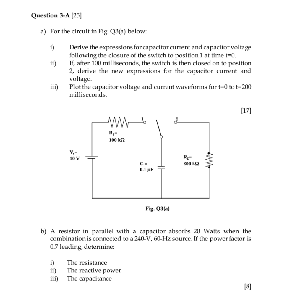 Solved Question 3-A [25]a) ﻿For the circuit in Fig. Q3(a) | Chegg.com