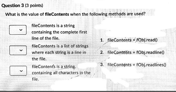 Solved What is the value of fileContents when the following | Chegg.com
