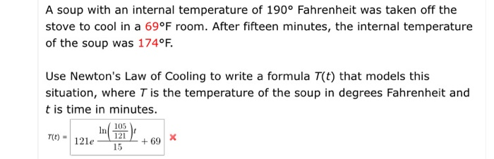 Solved A soup with an internal temperature of 190° | Chegg.com