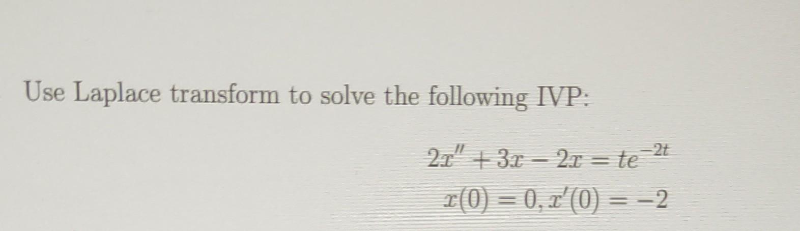 Solved Use Laplace transform to solve the following IVP: | Chegg.com