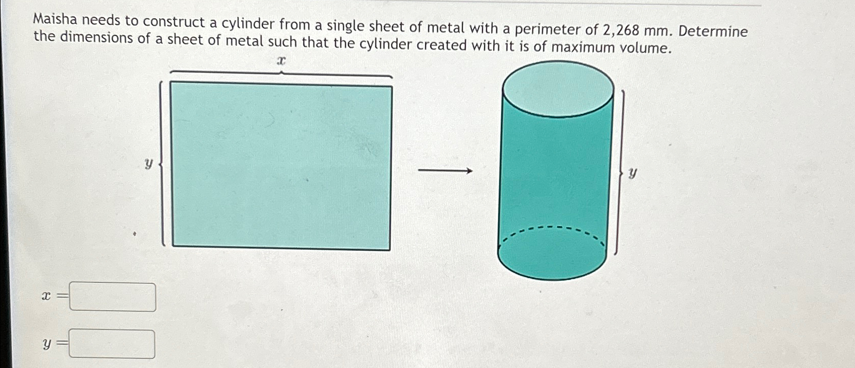 Solved Maisha needs to construct a cylinder from a single | Chegg.com