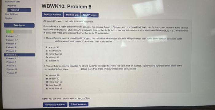 (10 points) For each part, select the best response. | Chegg.com